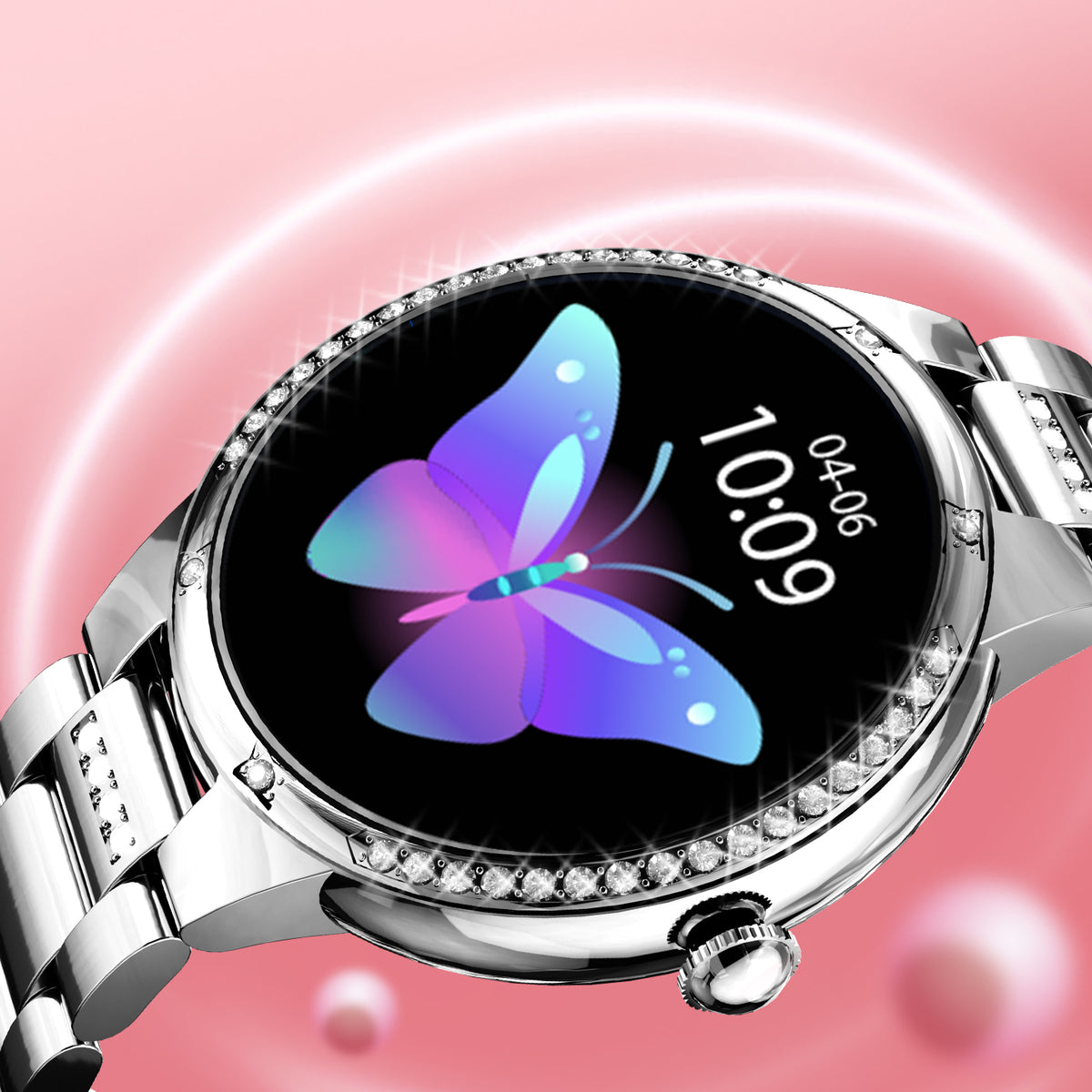 Diva | Round AMOLED Smartwatch for Women | Precious Stone Bezel